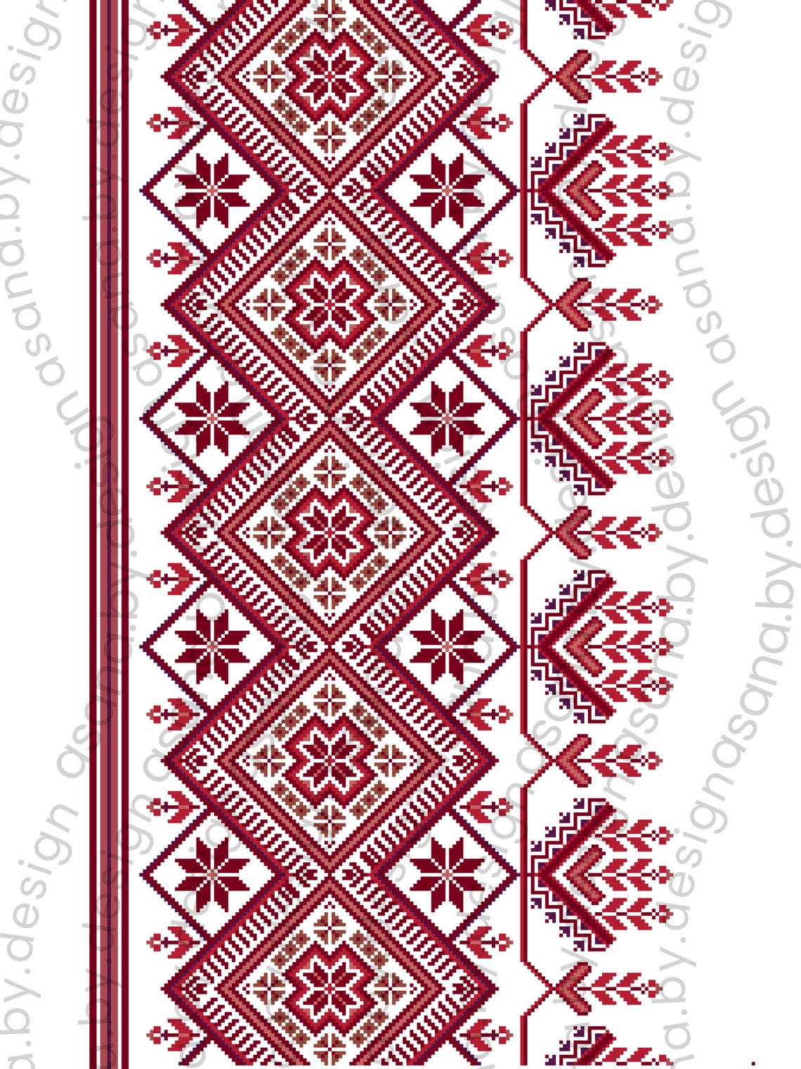 Tatreez Pattern in Deep Red Shades - Etsy