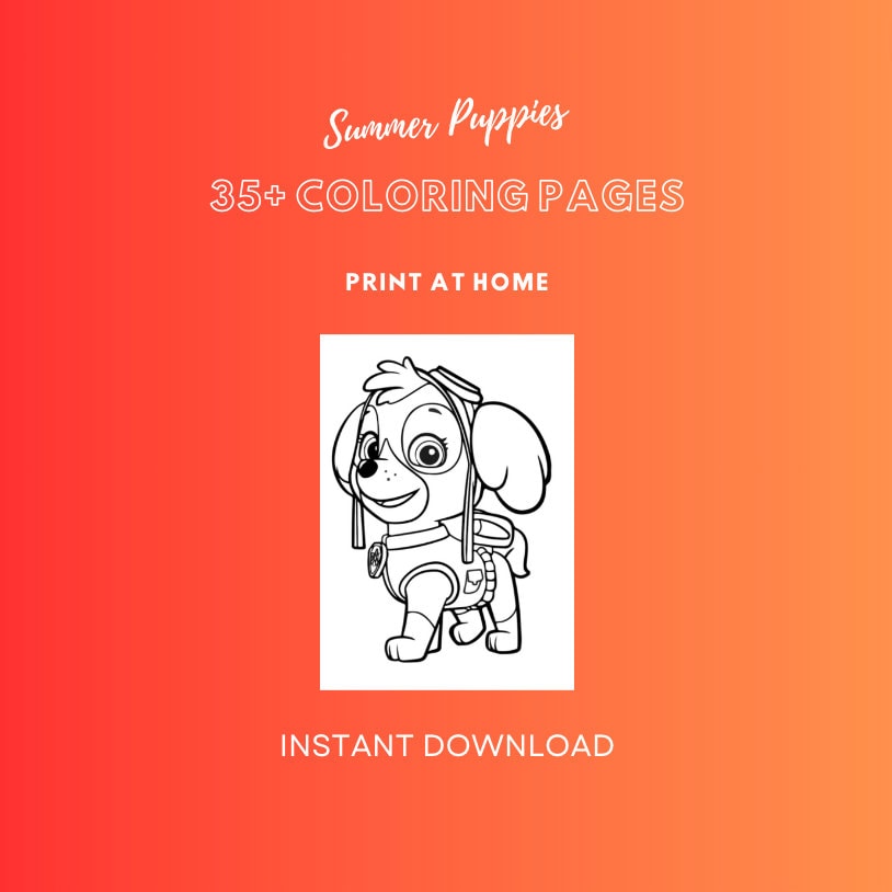Summer Puppies Coloring Pages 35 Coloring Sheets - Etsy