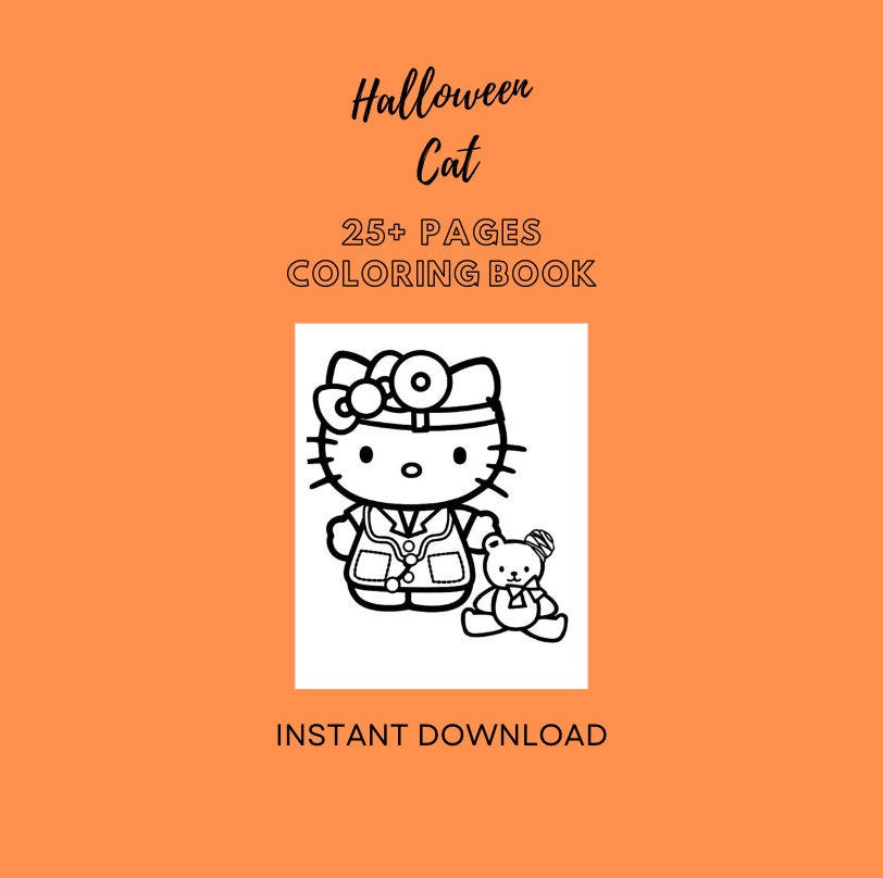 Halloween Cat Coloring Book 25 Themed Coloring Sheets Print at Home - Etsy