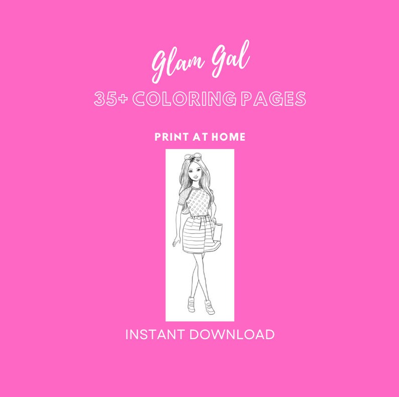 Glam Gal Coloring Pages 35 Coloring Sheets - Etsy