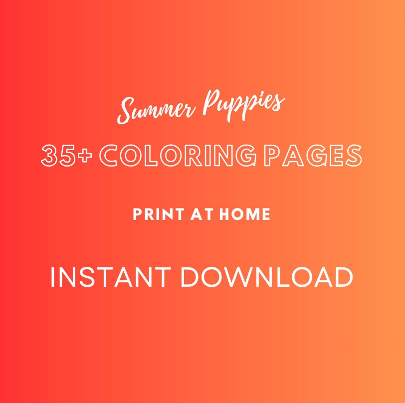 Summer Puppies Coloring Pages 35 Coloring Sheets - Etsy