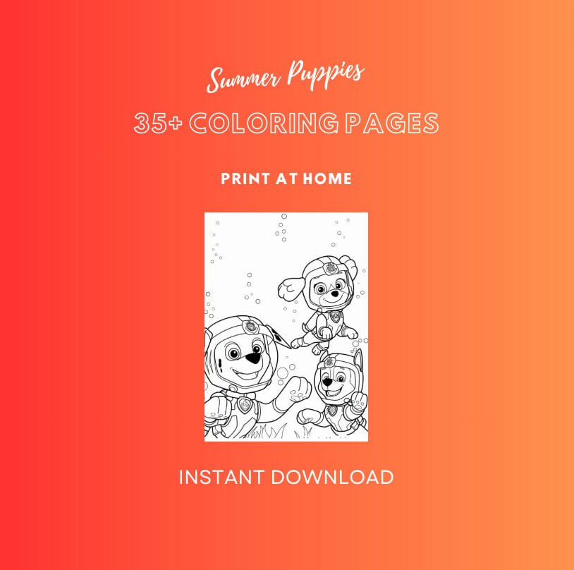 Summer Puppies Coloring Pages 35 Coloring Sheets - Etsy