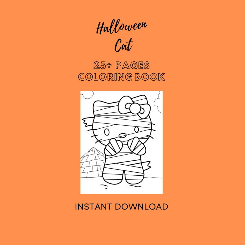 Halloween Cat Coloring Book 25 Themed Coloring Sheets Print at Home - Etsy