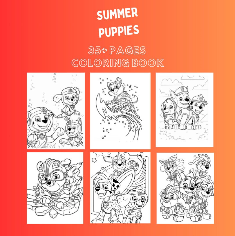 Summer Puppies Coloring Pages | 35+ Coloring Sheets - Etsy