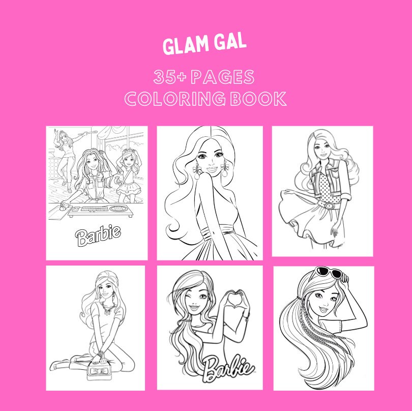 Glam Gal Coloring Pages 35 Coloring Sheets - Etsy