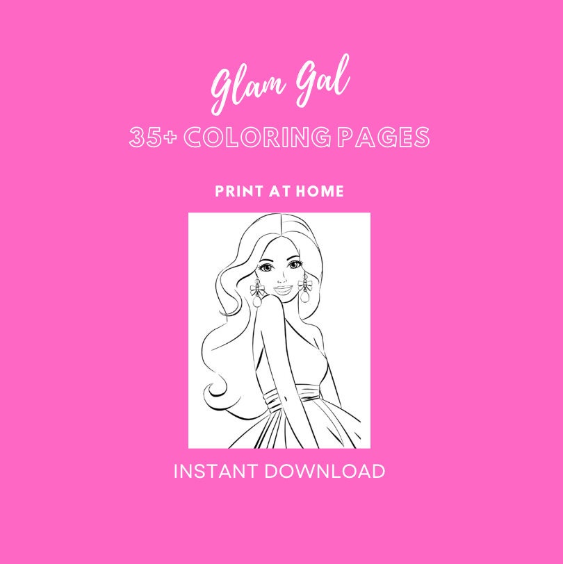 Glam Gal Coloring Pages 35 Coloring Sheets - Etsy