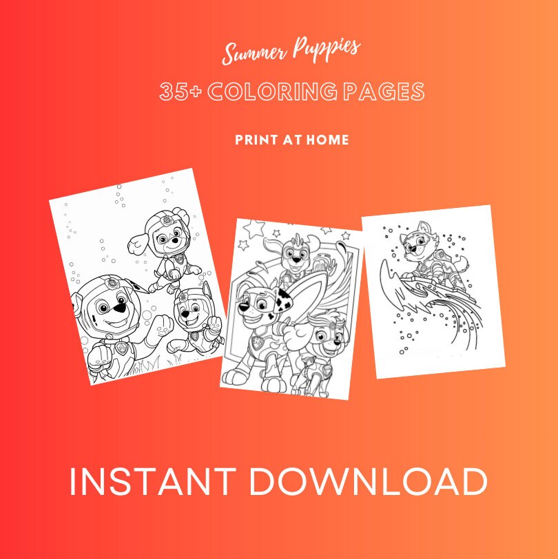 Summer Puppies Coloring Pages 35 Coloring Sheets - Etsy
