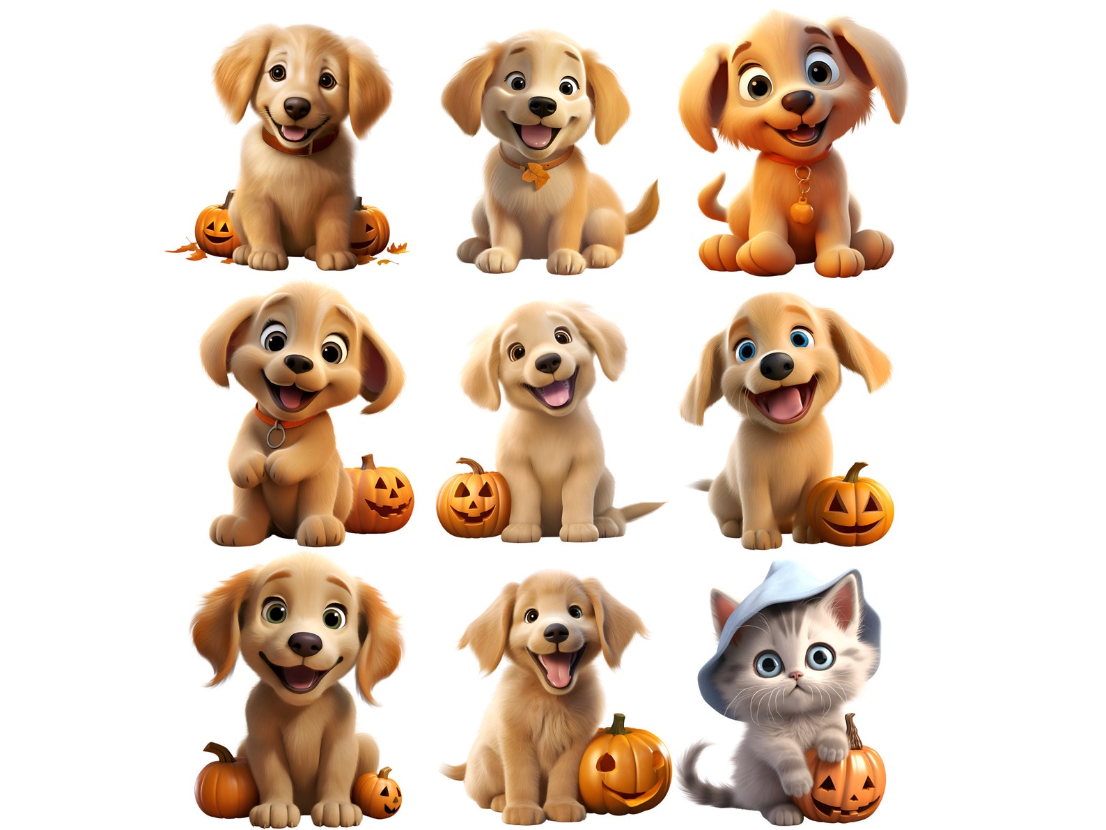 90 Cute Halloween Animals PNG Clipart - Halloween Bundle Cut Files ...