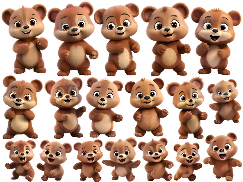 72 Cute Bear Cub PNG Clipart - Funny Baby Bear PNG - Digital Download ...