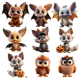 90 Cute Halloween Animals PNG Clipart - Halloween Bundle Cut Files ...