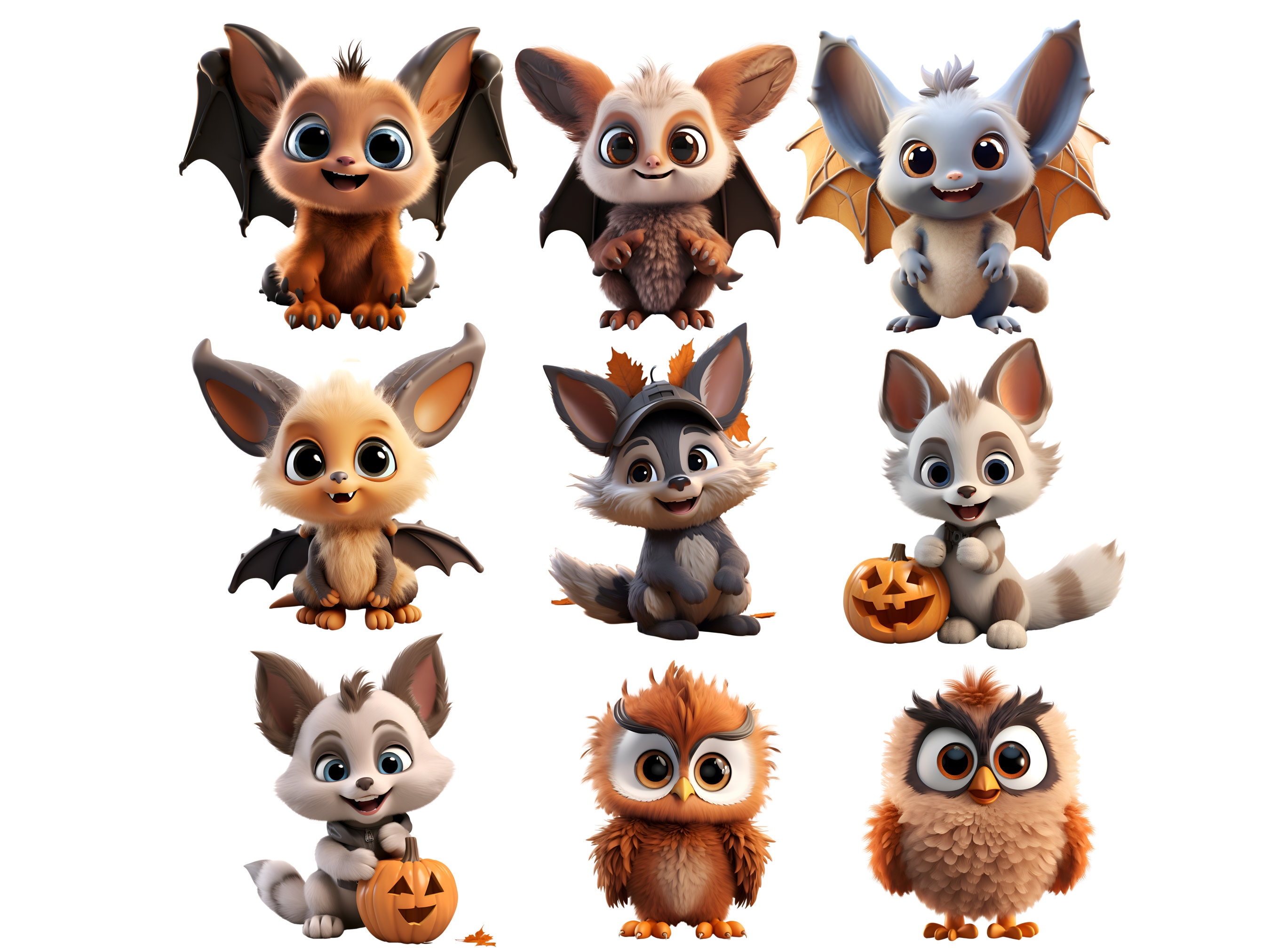 90 Cute Halloween Animals PNG Clipart Halloween Bundle Cut Files ...