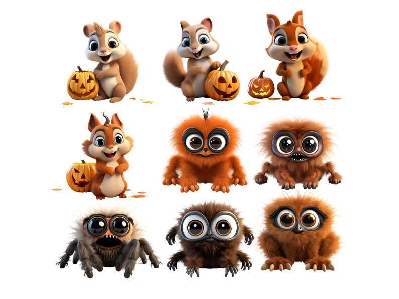 90 Cute Halloween Animals PNG Clipart - Halloween Bundle Cut Files ...