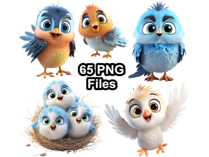 65 Cute Bird PNG Clipart Colorful Bird Prints Birds Bundle Digital ...