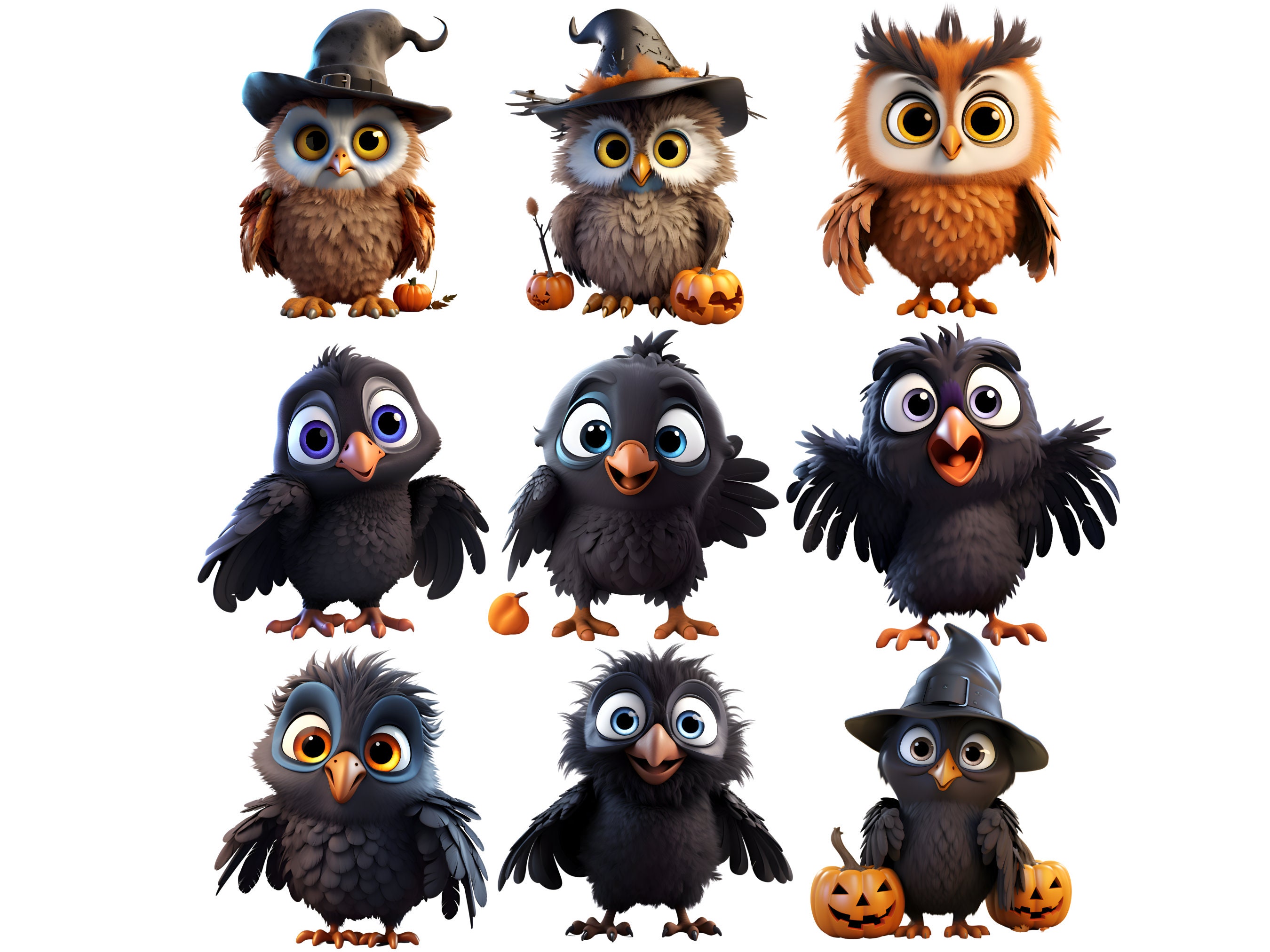 90 Cute Halloween Animals PNG Clipart Halloween Bundle Cut Files ...