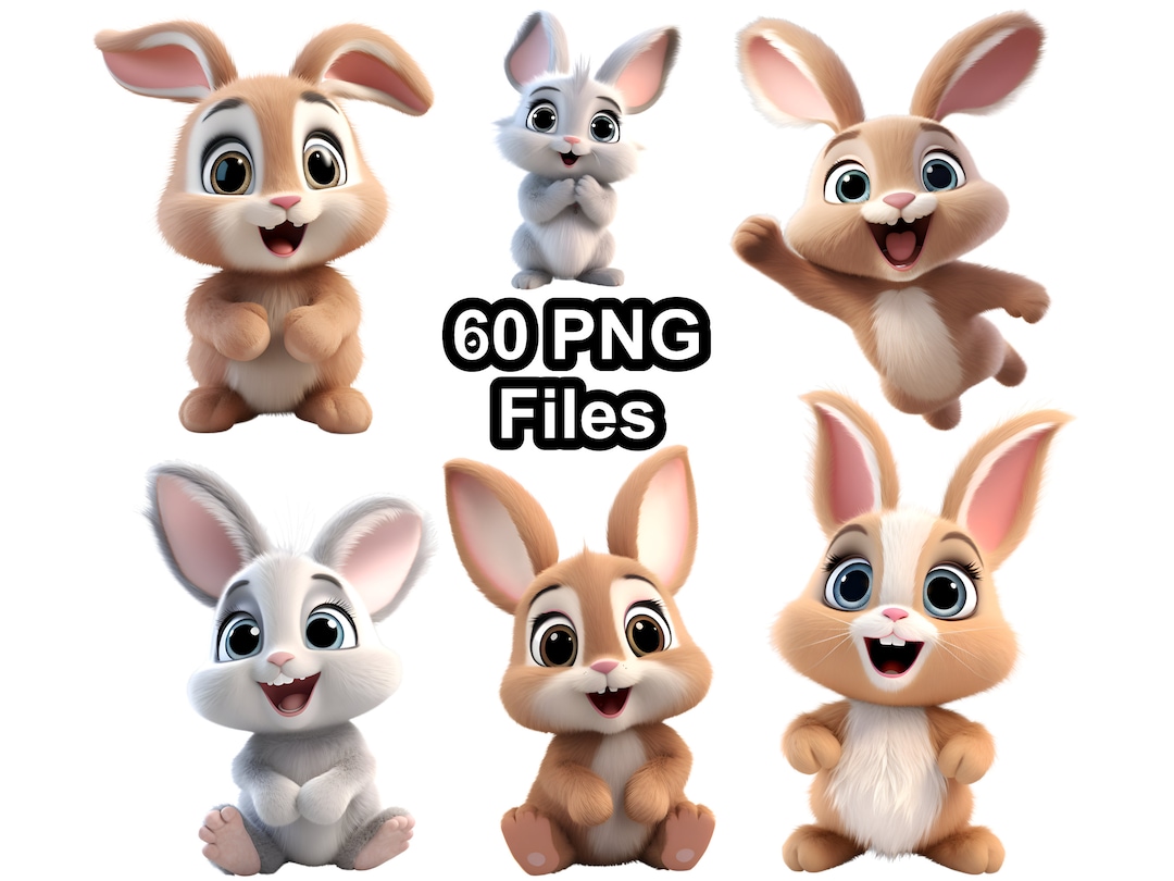 60 Cute Rabbit Bunny PNG Clipart - Bunny Bundle - Rabbit Pngs for ...