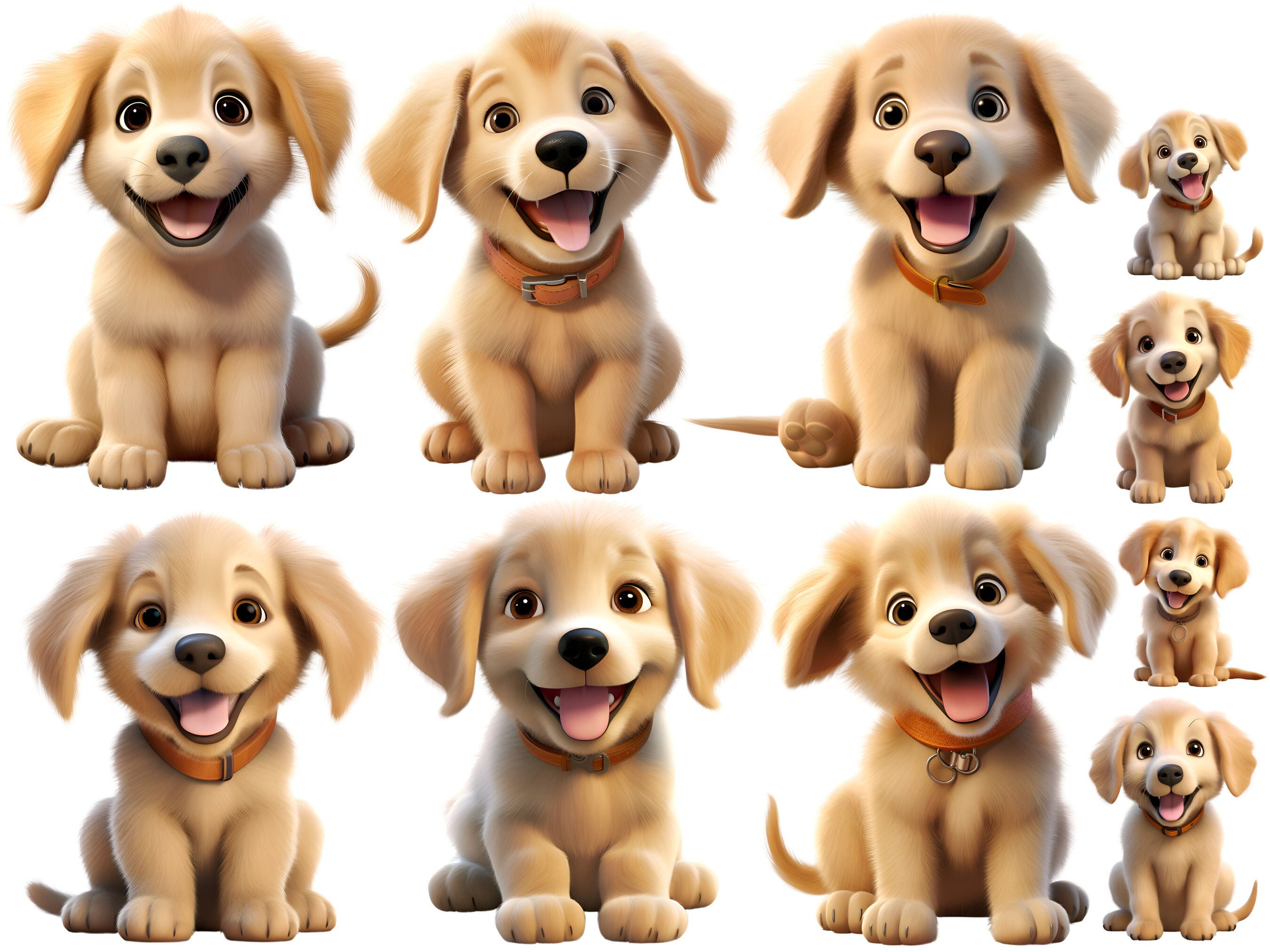 150 Cute Dog Puppy PNG Clipart Golden Retriever Dog Bundle Pet Clipart ...