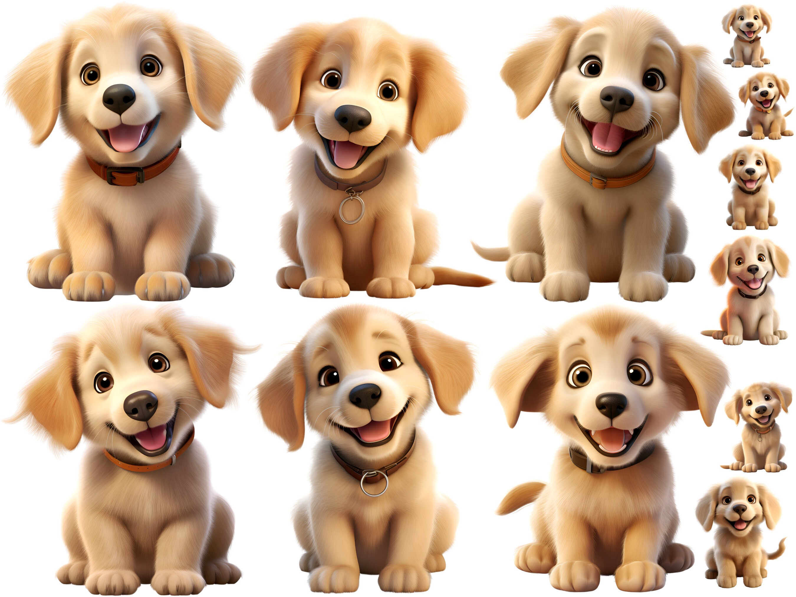 150 Cute Dog Puppy PNG Clipart Golden Retriever Dog Bundle Pet Clipart ...