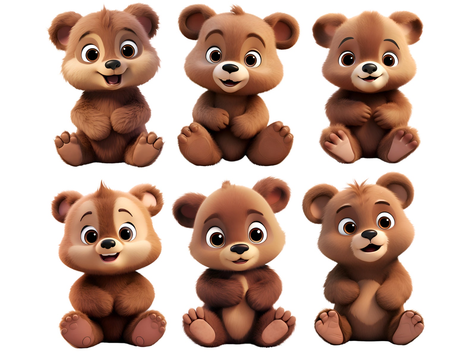 72 Cute Bear Cub PNG Clipart - Funny Baby Bear PNG - Digital Download ...