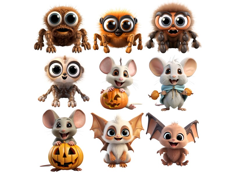 90 Cute Halloween Animals PNG Clipart - Halloween Bundle Cut Files ...