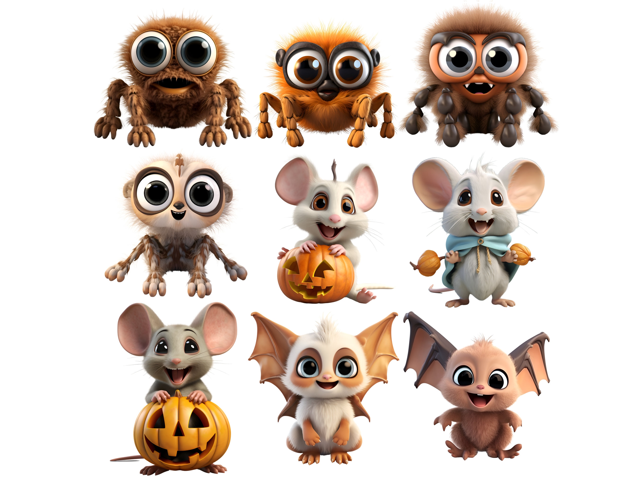90 Cute Halloween Animals PNG Clipart Halloween Bundle Cut Files ...