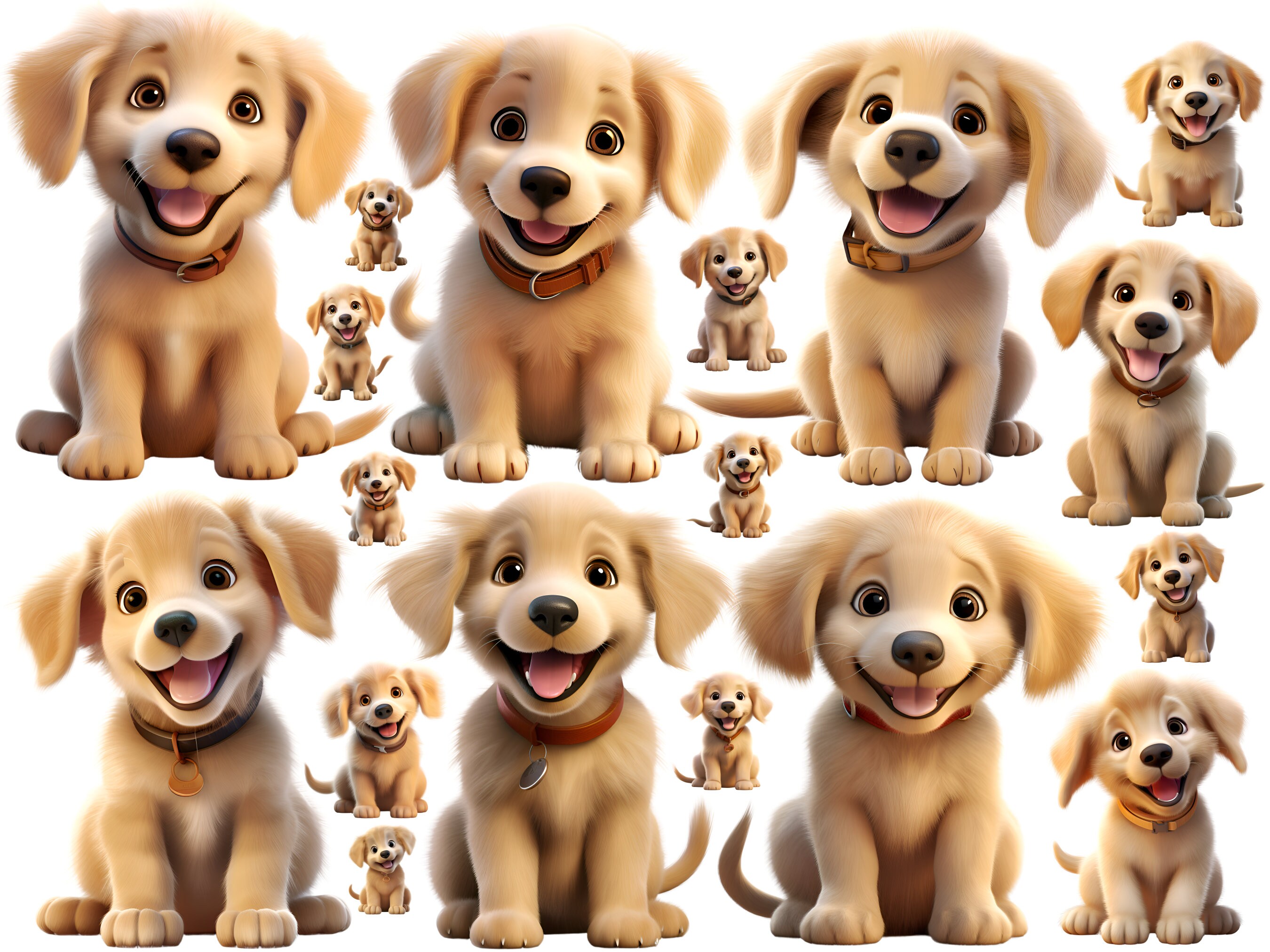 150 Cute Dog Puppy PNG Clipart Golden Retriever Dog Bundle Pet Clipart ...