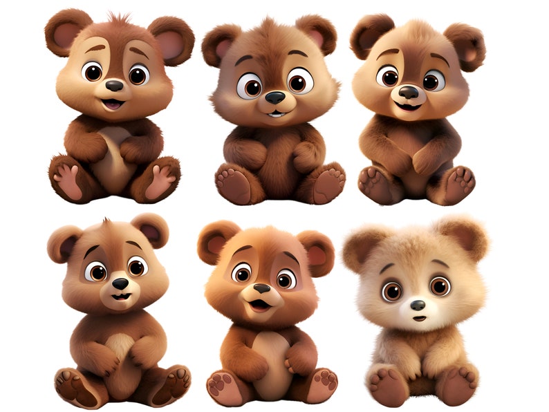 72 Cute Bear Cub PNG Clipart - Funny Baby Bear PNG - Digital Download ...