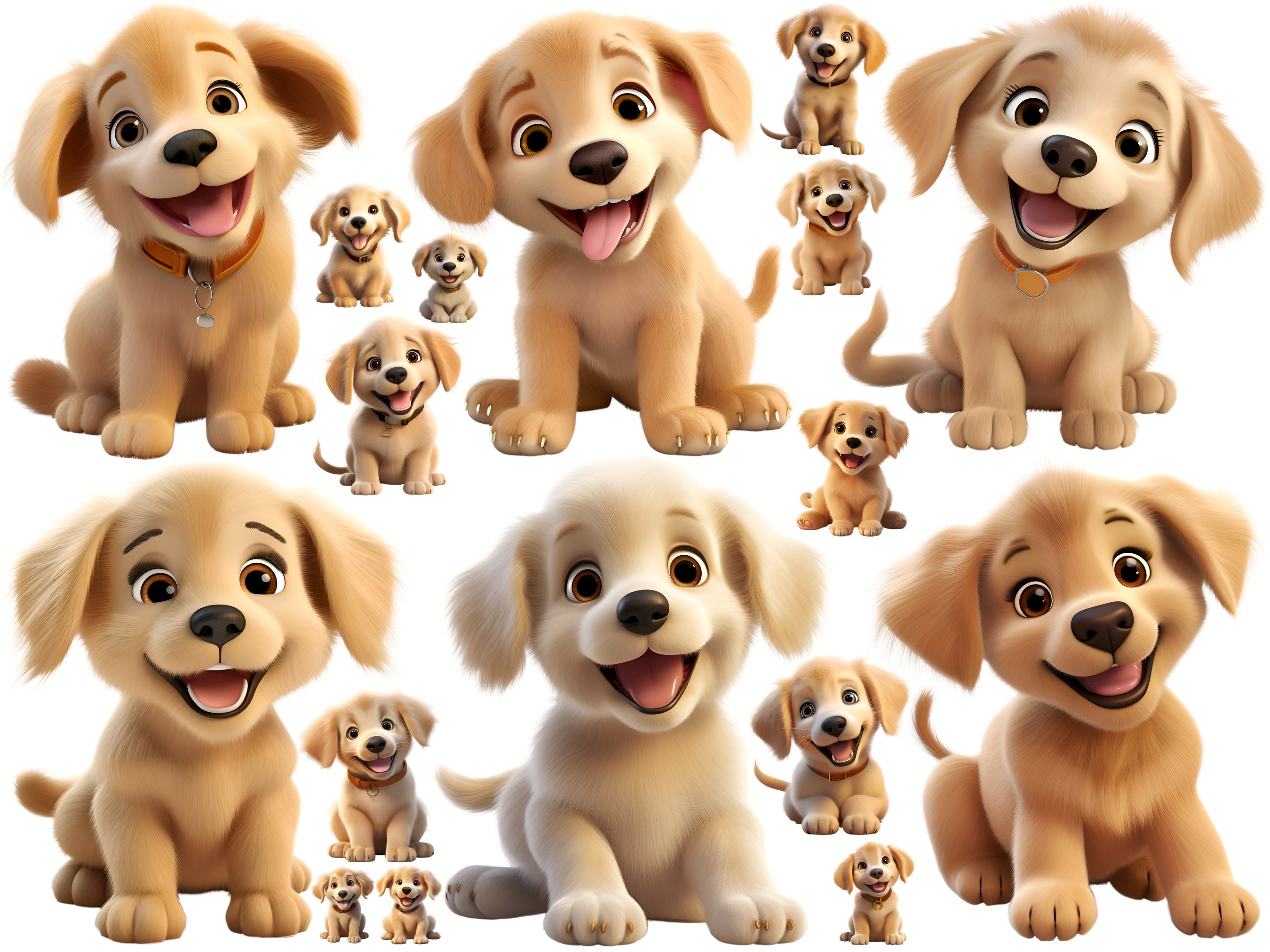 150 Cute Dog Puppy PNG Clipart Golden Retriever Dog Bundle Pet Clipart ...