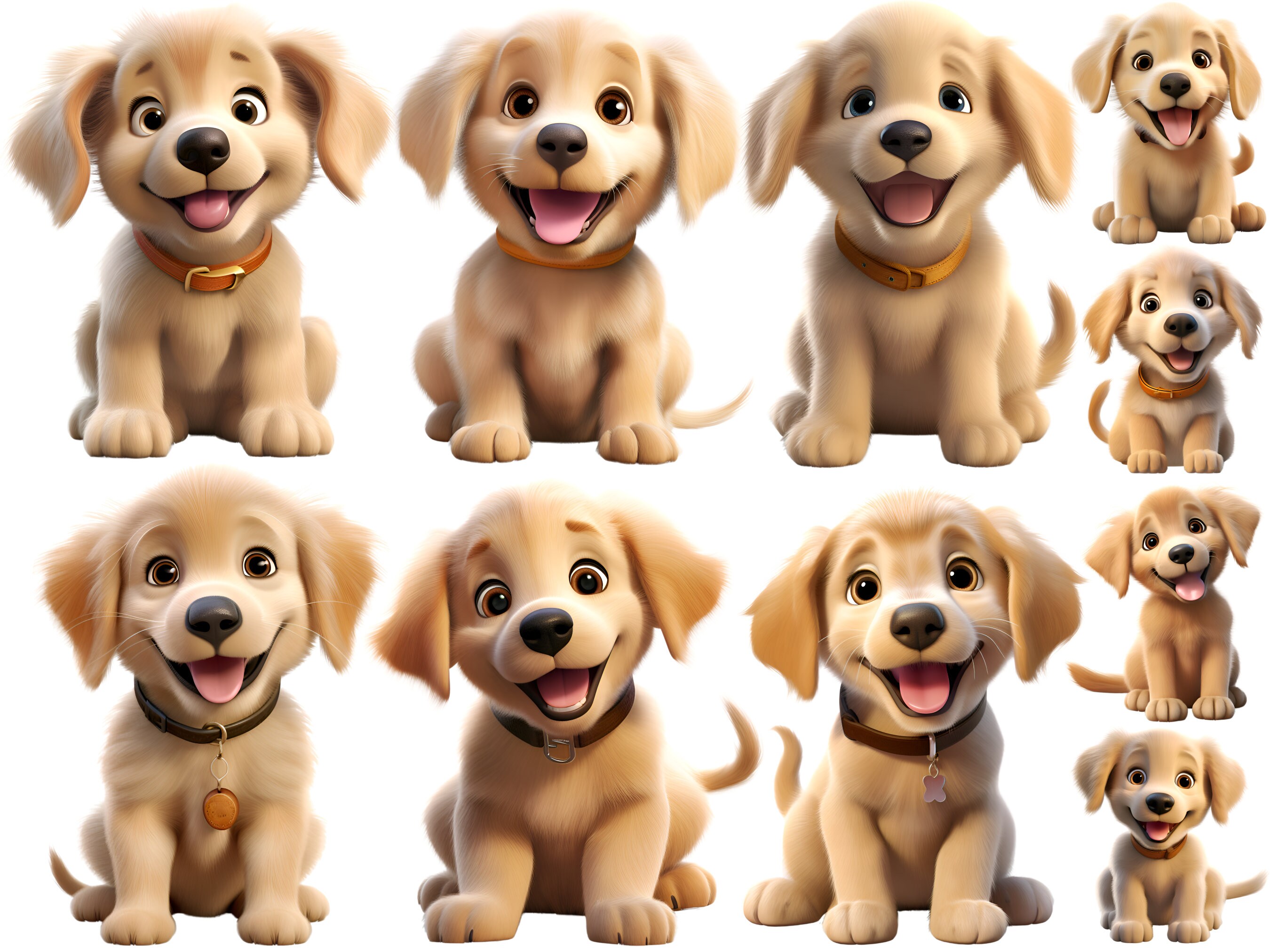 150 Cute Dog Puppy PNG Clipart Golden Retriever Dog Bundle Pet Clipart ...