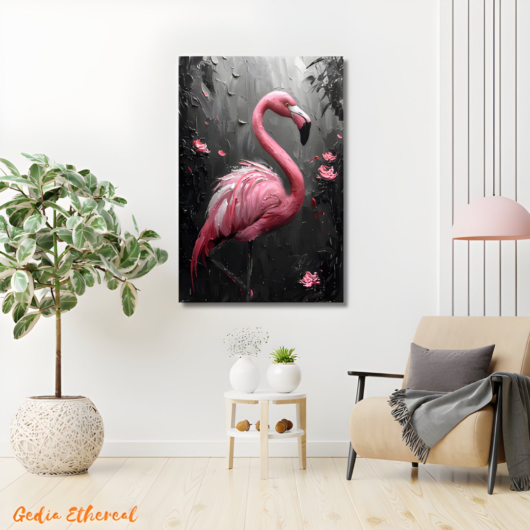 Flamingo Abstract Wall Art Canvas Print, Flamingo Canvas Painting ...