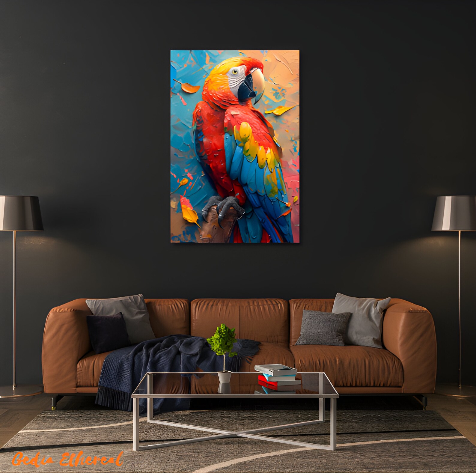 Scarlet Macaw Wall Art, Macaw Artwork, Parrot Oil Painting, Macaw ...