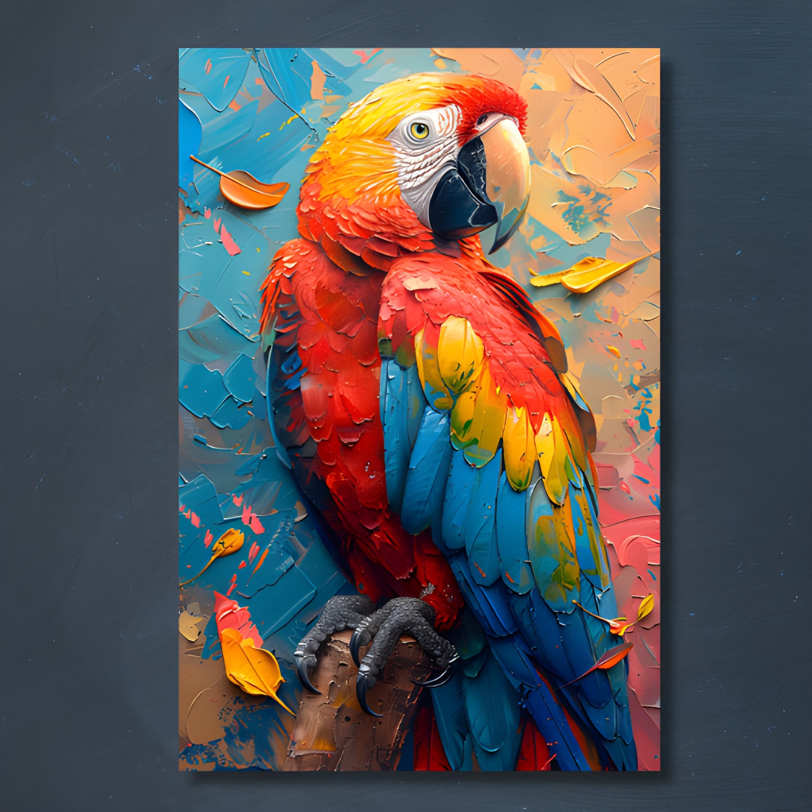 Scarlet Macaw Wall Art, Macaw Artwork, Parrot Oil Painting, Macaw ...
