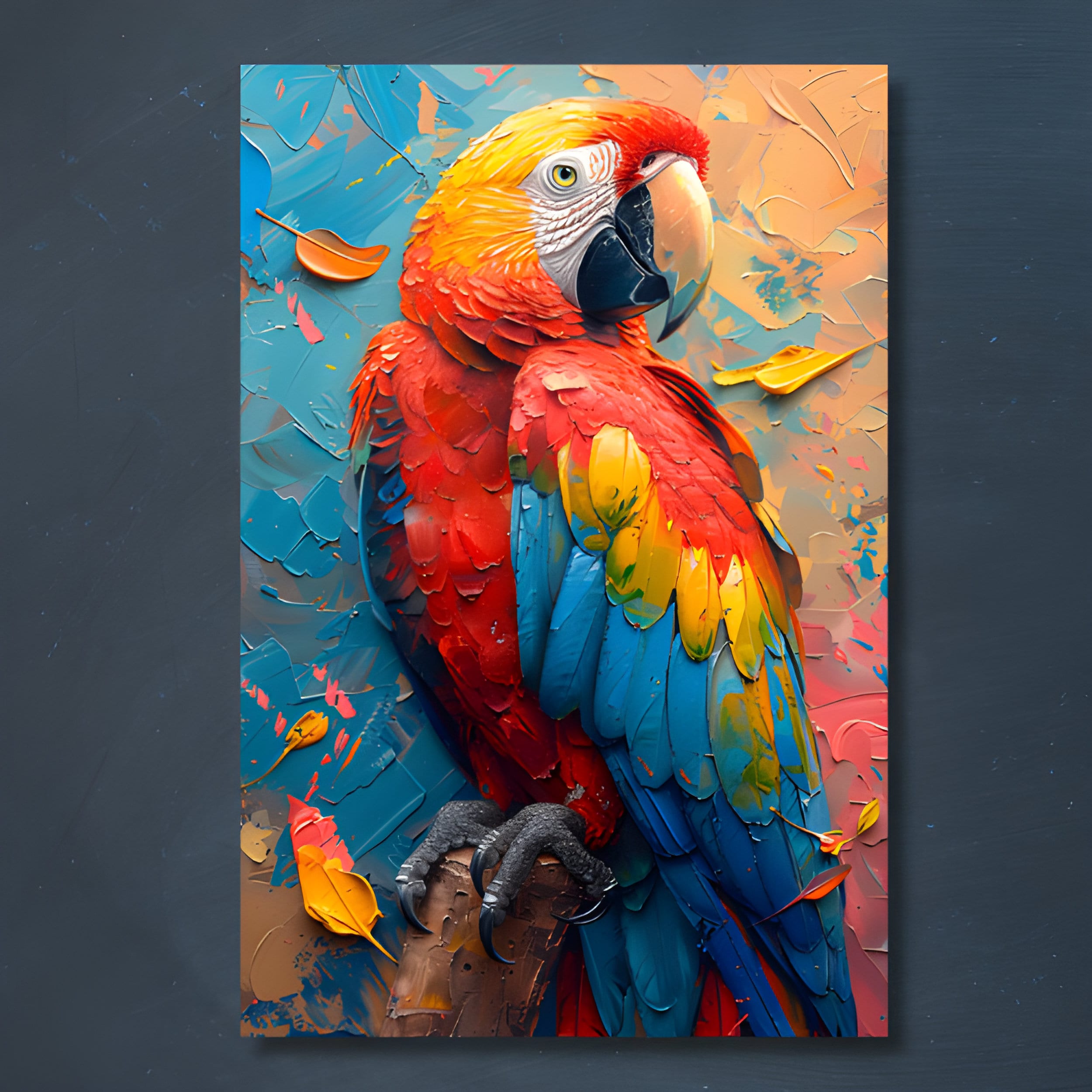 Scarlet Macaw Wall Art, Macaw Artwork, Parrot Oil Painting, Macaw ...