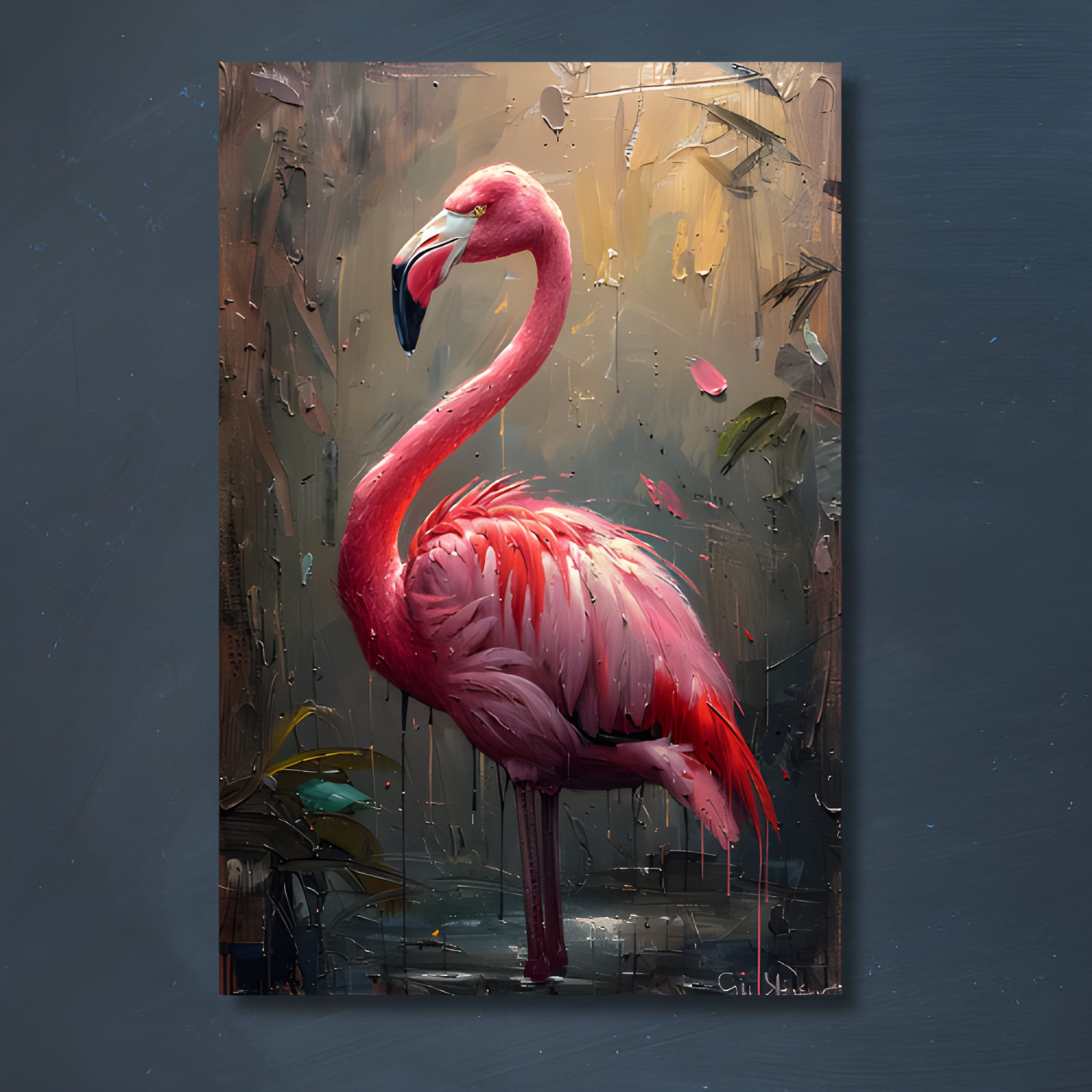 Pink Flamingo Canvas Painting, Flamingo Canvas Print, Flamingo Wall Art ...
