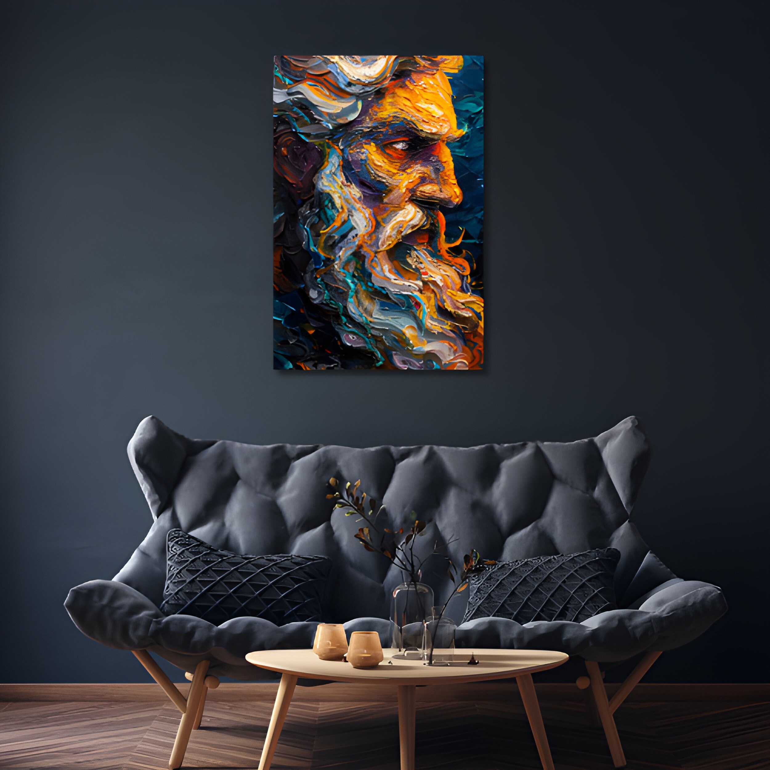 Zeus Canvas Painting Wall Art, Zeus Abstract Art, Zeus Portrait, Greek ...