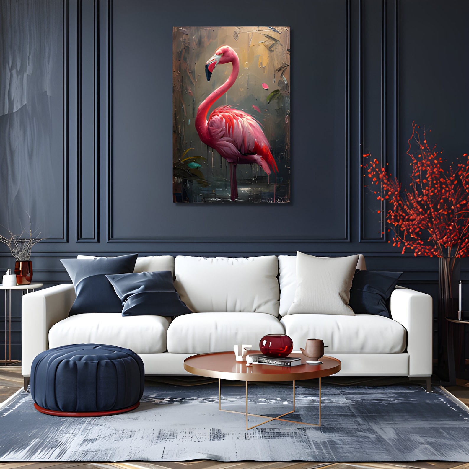 Pink Flamingo Canvas Painting, Flamingo Oil Painting, Flamingo Wall Art ...