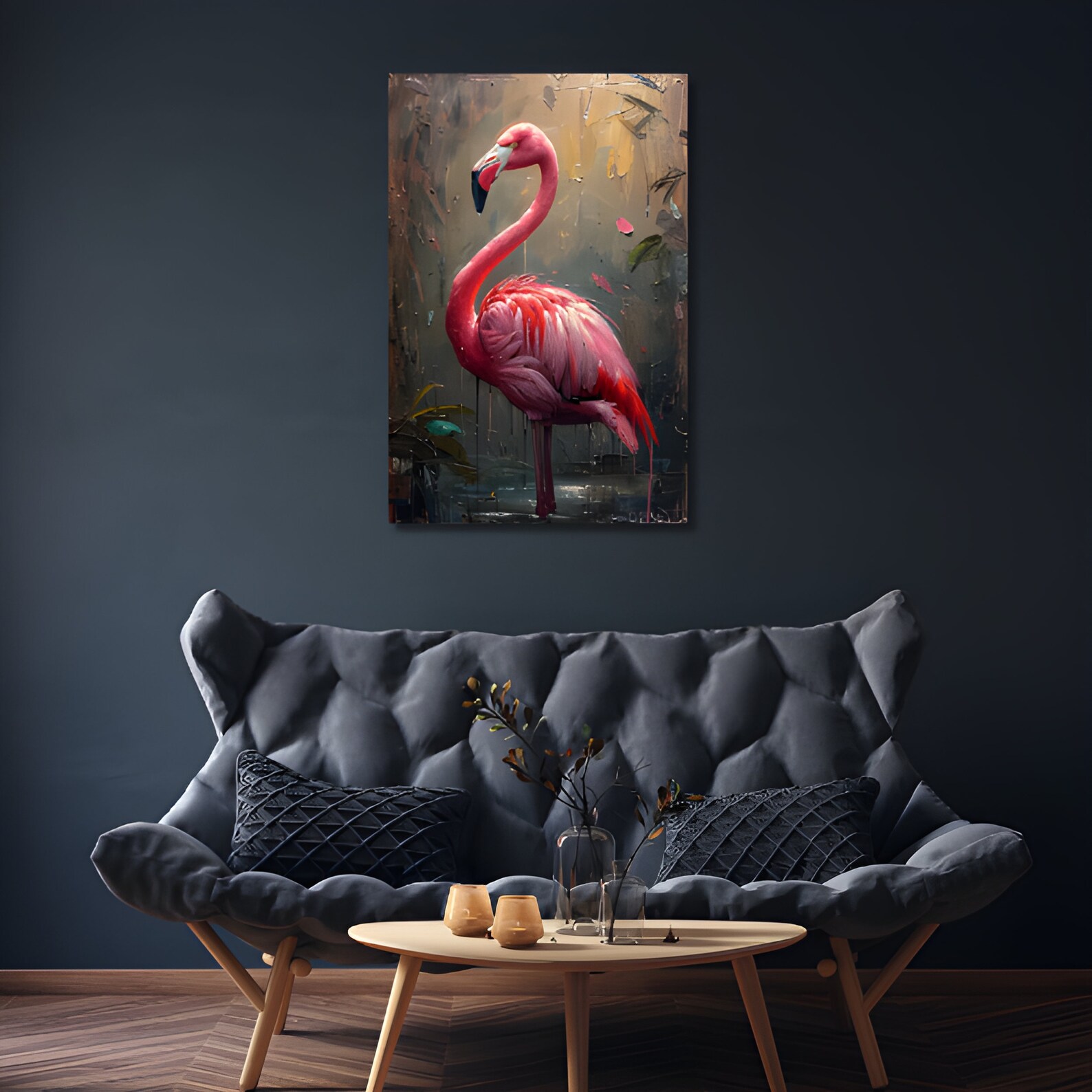 Pink Flamingo Canvas Painting, Flamingo Oil Painting, Flamingo Wall Art ...