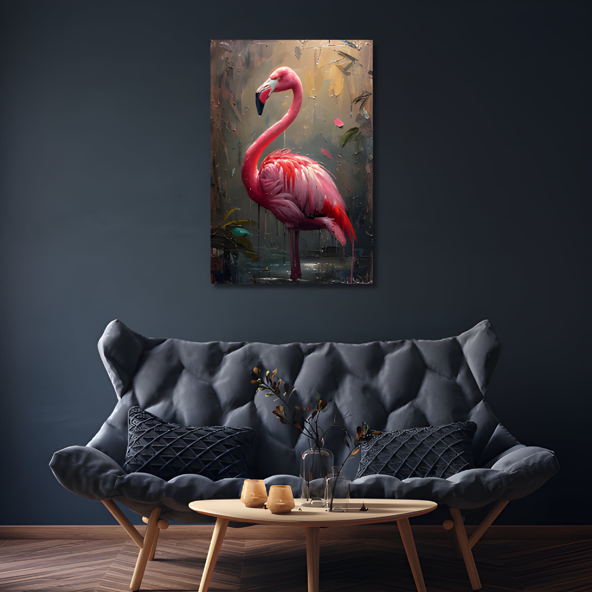 Pink Flamingo Canvas Painting, Flamingo Oil Painting, Flamingo Wall Art ...