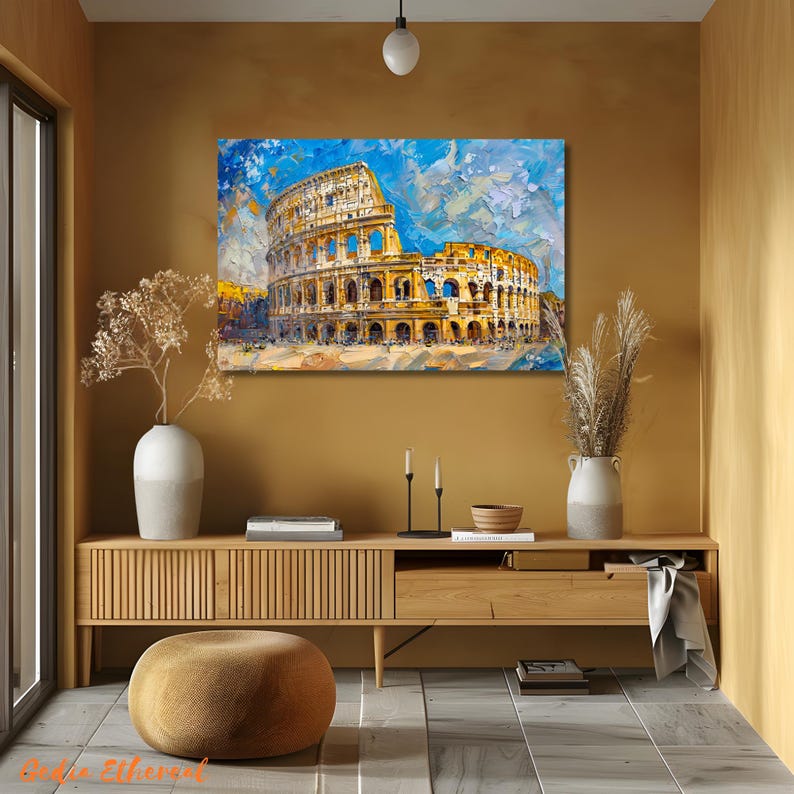 Colosseum Painting Wall Art, Colosseum Canvas Print, Rome Wall Art ...