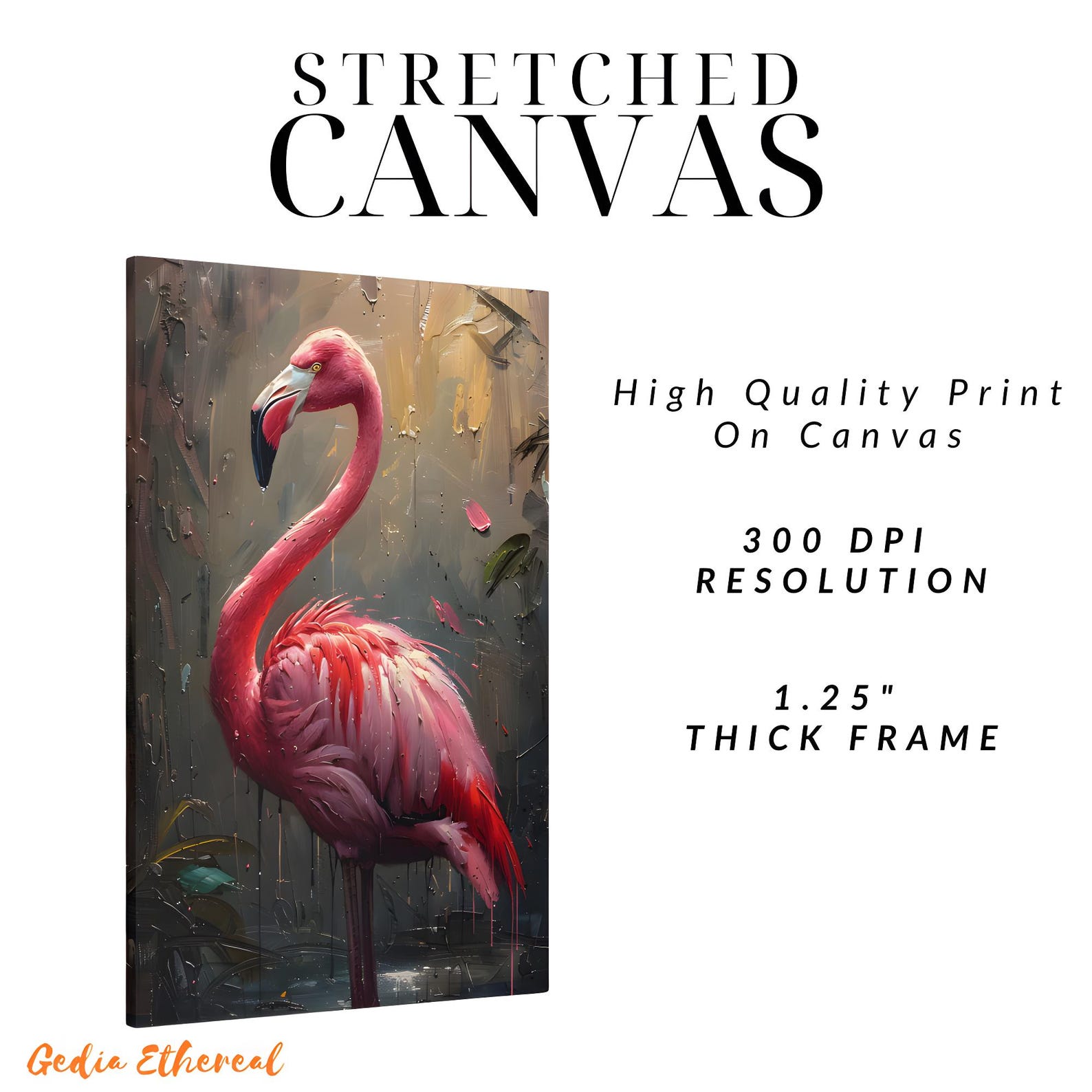 Pink Flamingo Canvas Painting, Flamingo Canvas Print, Flamingo Wall Art ...