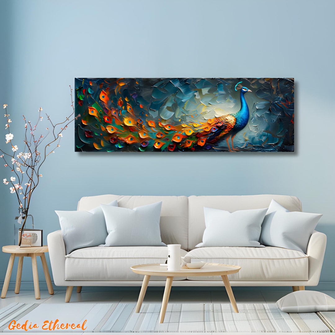 Peacock Wall Art, Peacock Canvas Painting , Peacock Home Decor, Peacock ...