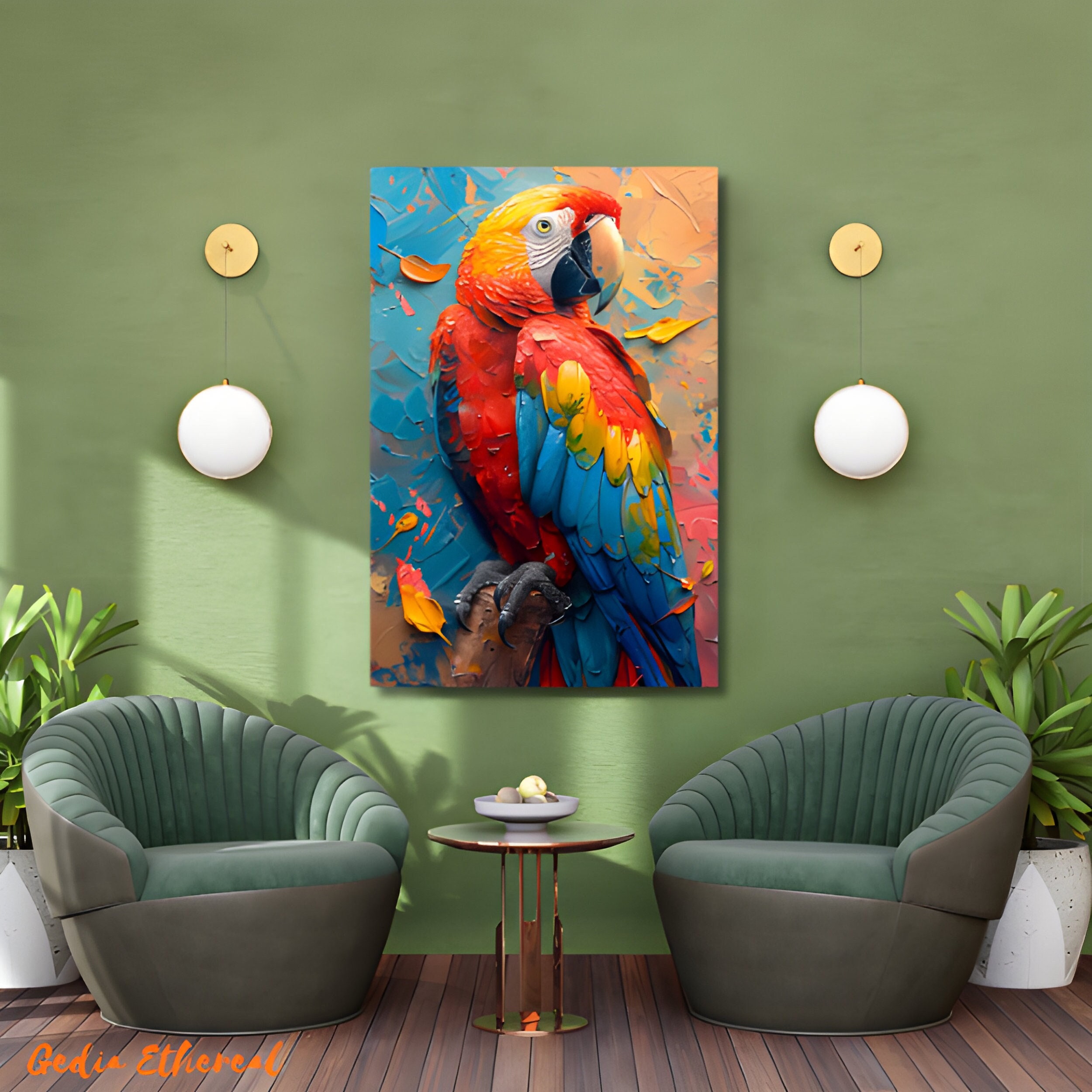 Scarlet Macaw Wall Art, Macaw Artwork, Parrot Oil Painting, Macaw ...