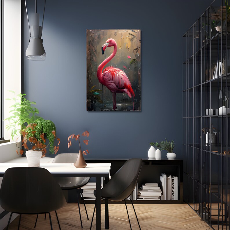 Pink Flamingo Canvas Painting, Flamingo Canvas Print, Flamingo Wall Art ...