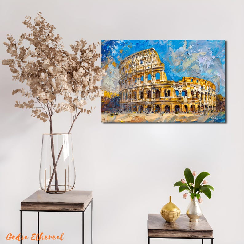 Colosseum Painting Wall Art, Colosseum Canvas Print, Rome Wall Art ...
