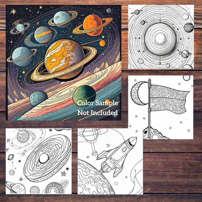 Solar System Coloring Book 30 Pages Adults, Kids, Coloring Book, Space ...