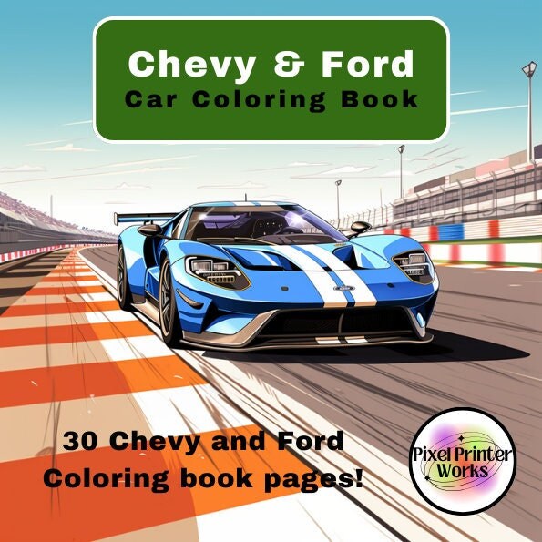 Chevy and Ford Coloring Book 30 Pages Adults Kids - Etsy