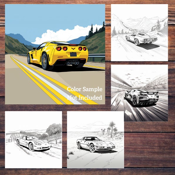 Corvette Coloring Book | 20 Pages | Adults, Kids, Coloring Book ...