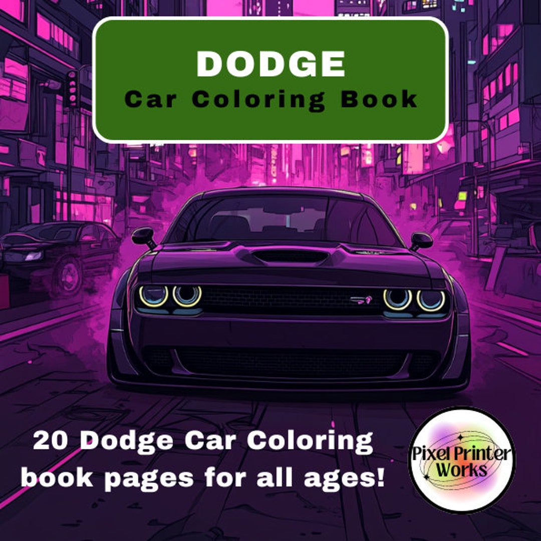 Dodge Car Coloring Book | 20 Pages | Adults, Kids, Coloring Book, Dodge ...