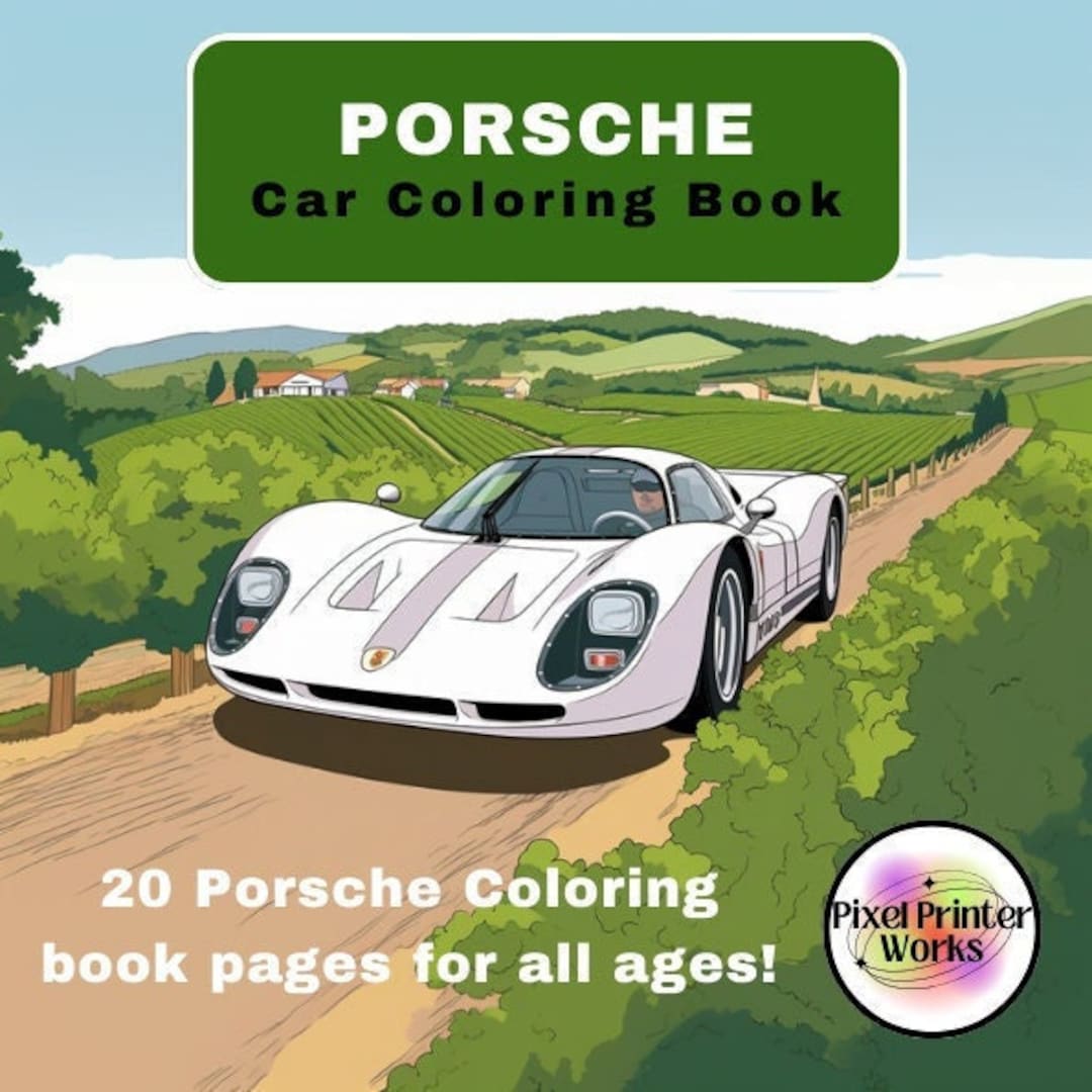 Porsche Coloring Book | 20 Pages | Adults, Kids, Coloring Book, Porsche ...
