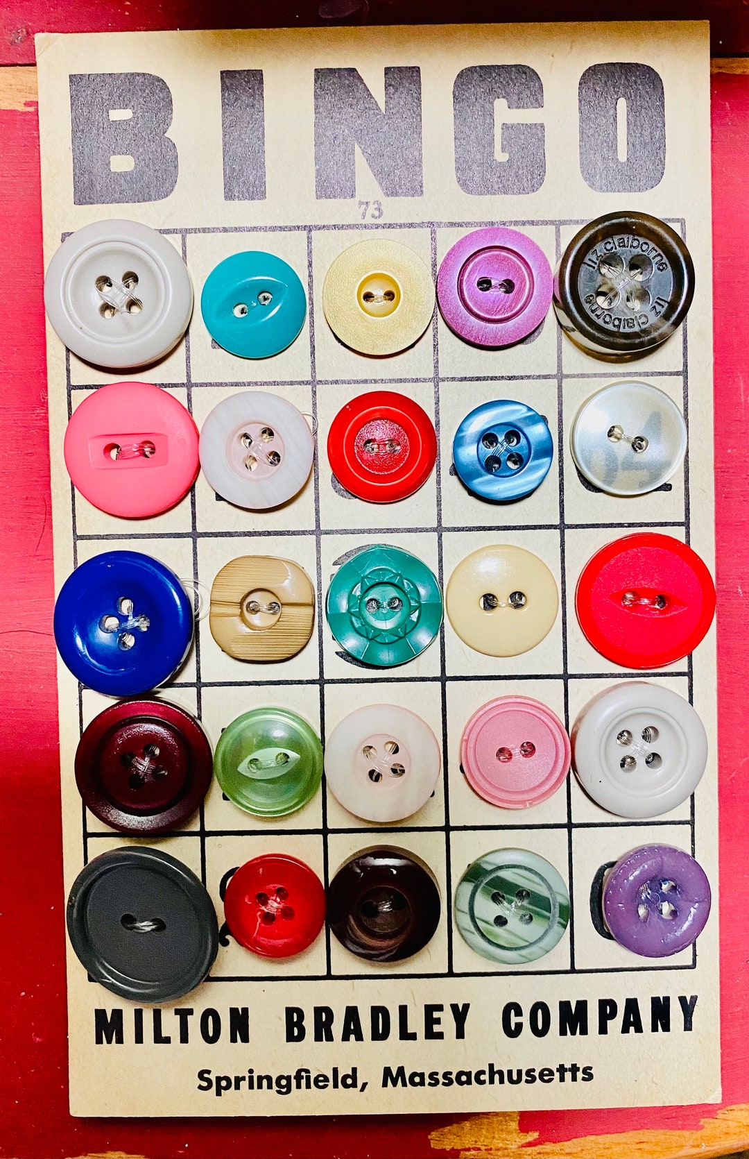Vintage BINGO Card W/buttons - Etsy
