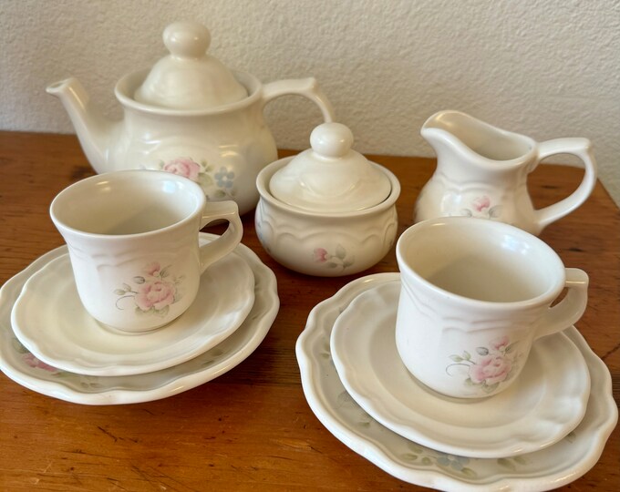 Pfaltzgraff My First Tea Set Tea Rose Pattern Stoneware Pottery 2001 - Etsy
